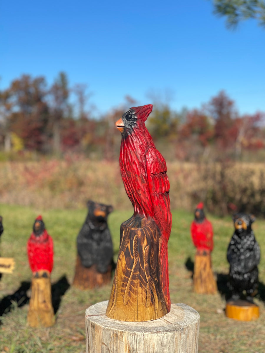 Cardinal Chainsaw Carving, Chainsaw Wood Art - I Saw It in MN – I Saw ...